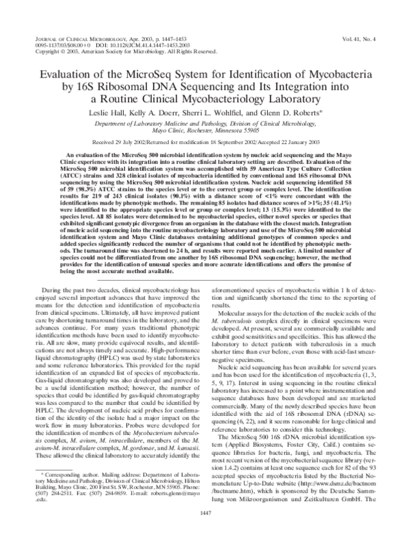 (PDF) Evaluation of the MicroSeq System for Identification of ...