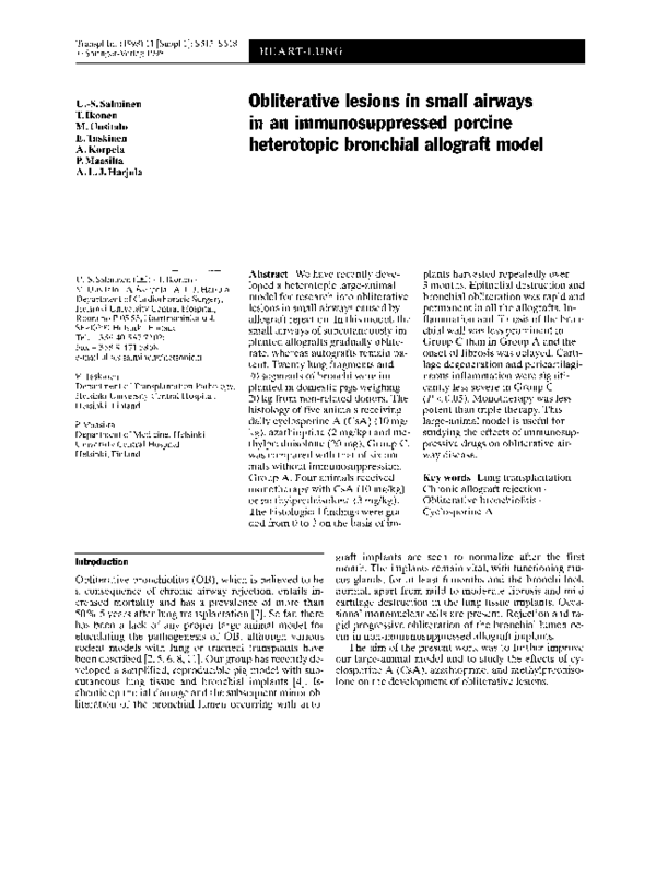 (PDF) Obliterative lesions in small airways in an immunosuppressed ...