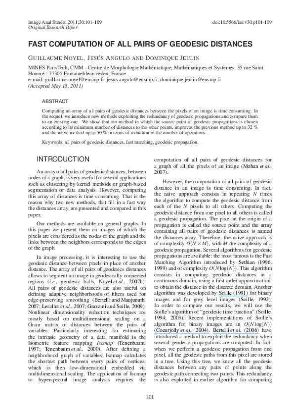 (PDF) FAST COMPUTATION OF ALL PAIRS OF GEODESIC DISTANCES