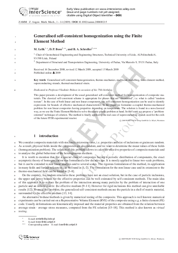 Pdf Generalized Self Consistent Homogenization Using The Finite