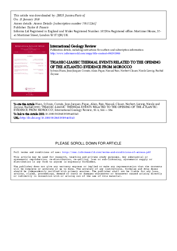 (PDF) TRIASSIC-LIASSIC THERMAL EVENTS RELATED TO THE OPENING OF THE ...