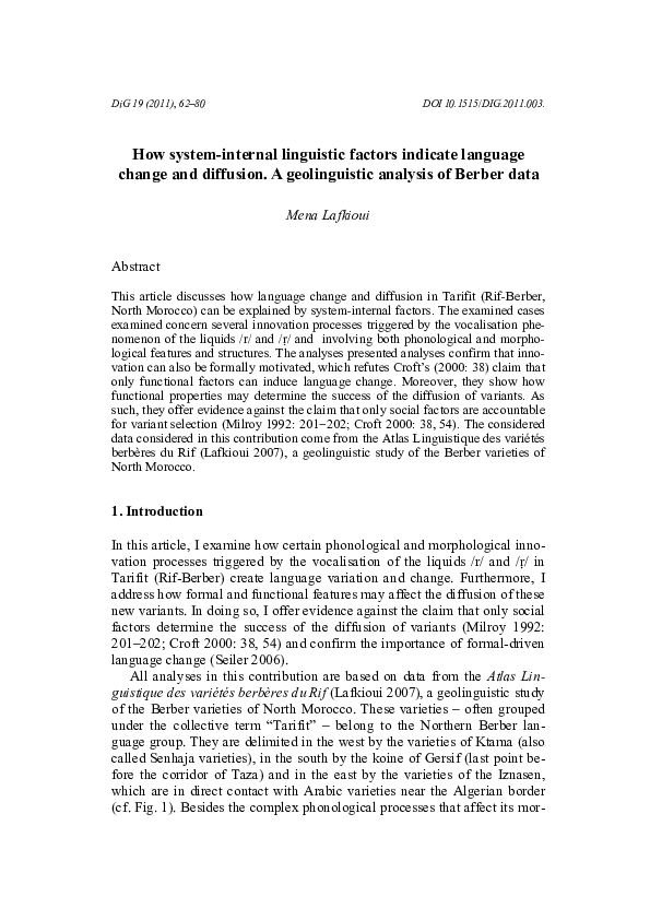 (PDF) How system-internal linguistic factors indicate language change ...