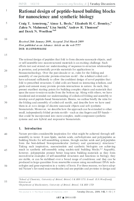 (PDF) Rational design of peptide-based building blocks for nanoscience ...
