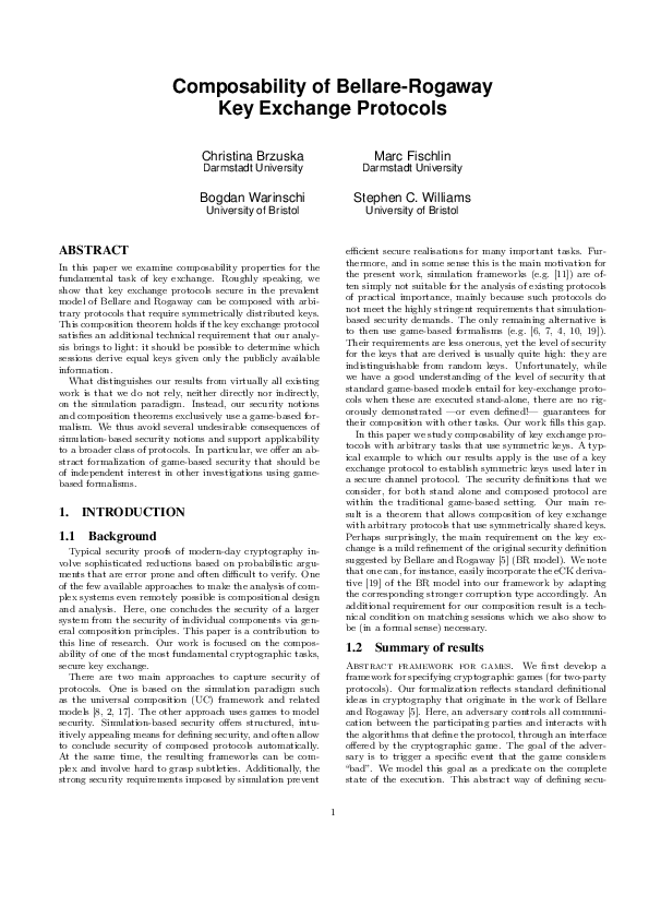 (PDF) Composability of bellare-rogaway key exchange protocols