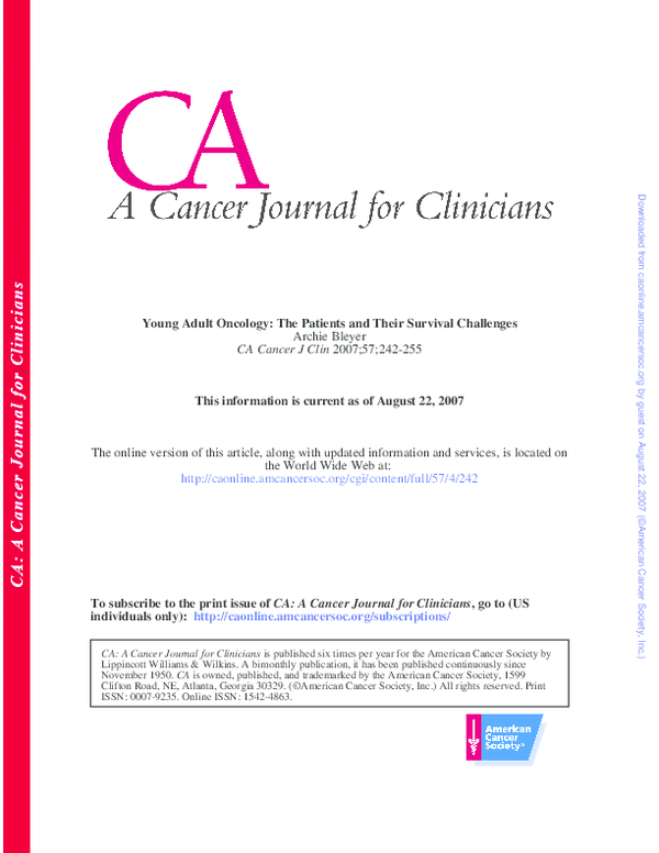 (PDF) Young Adult Oncology: The Patients and Their Survival Challenges ...