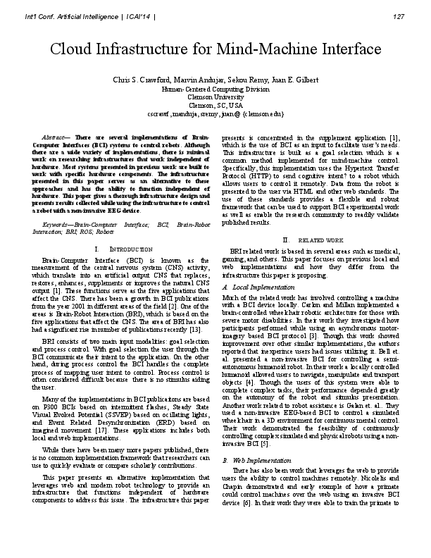 (PDF) Cloud Infrastructure for Mind-Machine Interface