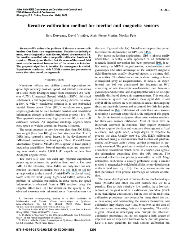 (PDF) Iterative calibration method for inertial and magnetic sensors