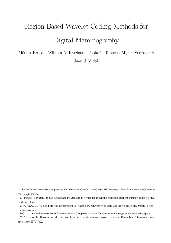 (PDF) Region-based wavelet coding methods for digital mammography
