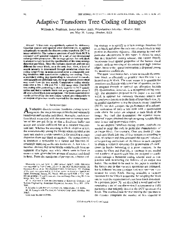 (PDF) Adaptive transform tree coding of images | William Pearlman - Academia.edu