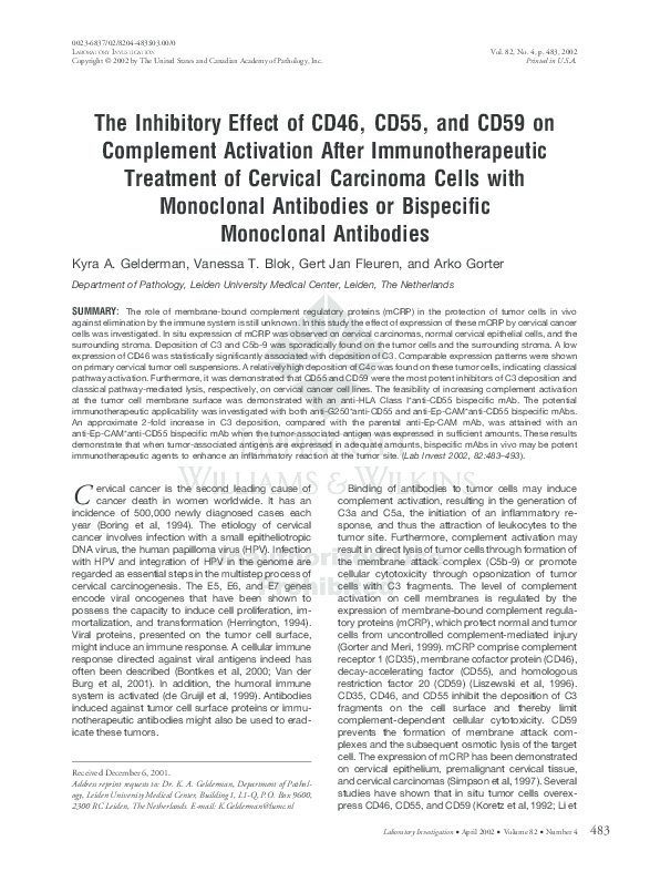 (PDF) The Inhibitory Effect of CD46, CD55, and CD59 on Complement ...
