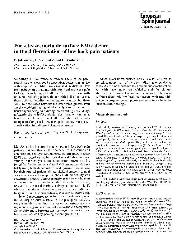 (PDF) Pocket-size, portable surface EMG device in the differentiation ...