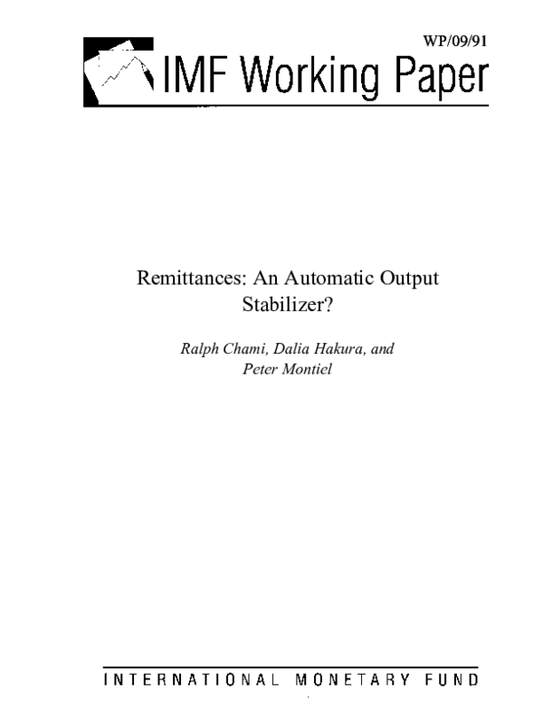 (PDF) Remittances: An Automatic Output Stabilizer? | Dalia Hakura ...