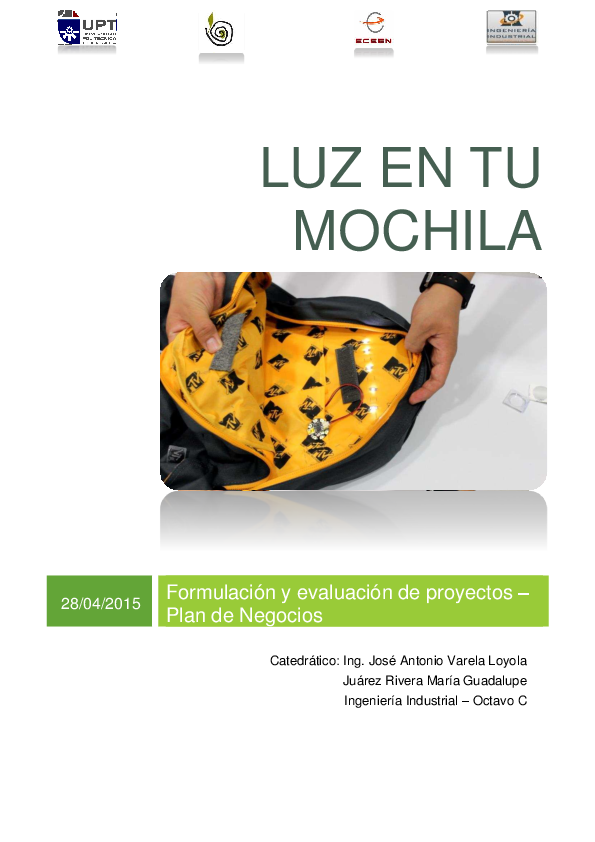 (PDF) Proyecto: Luz en tu mochila