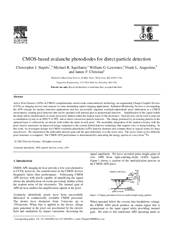 (PDF) CMOS-based avalanche photodiodes for direct particle detection