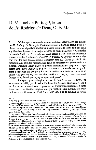 (PDF) D. Manuel de Portugal, leitor de Fr. Rodrigo de Deus, O.F.M