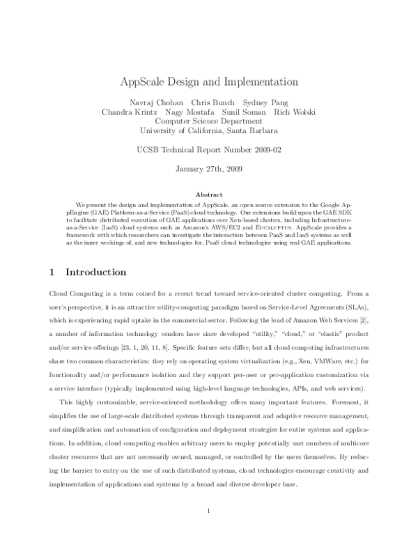 (PDF) AppScale design and implementation
