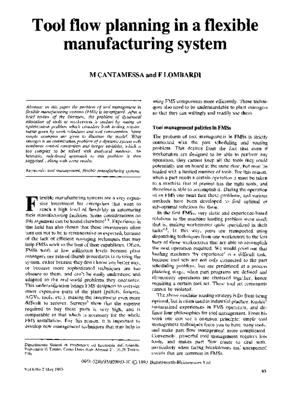 (PDF) Tool flow planning in a flexible manufacturing system
