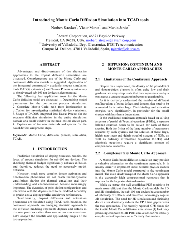 (PDF) Introducing Monte Carlo diffusion simulation into TCAD tools