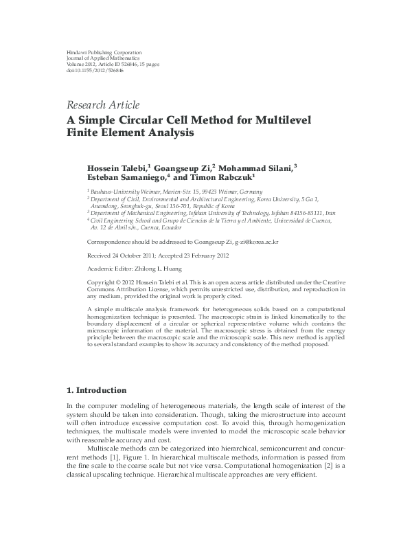 (PDF) A Simple Circular Cell Method for Multilevel Finite Element ...