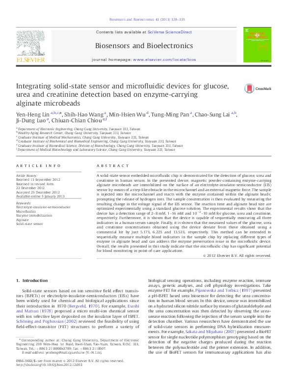 (PDF) Integrating solid-state sensor and microfluidic devices for glucose, urea and creatinine ...