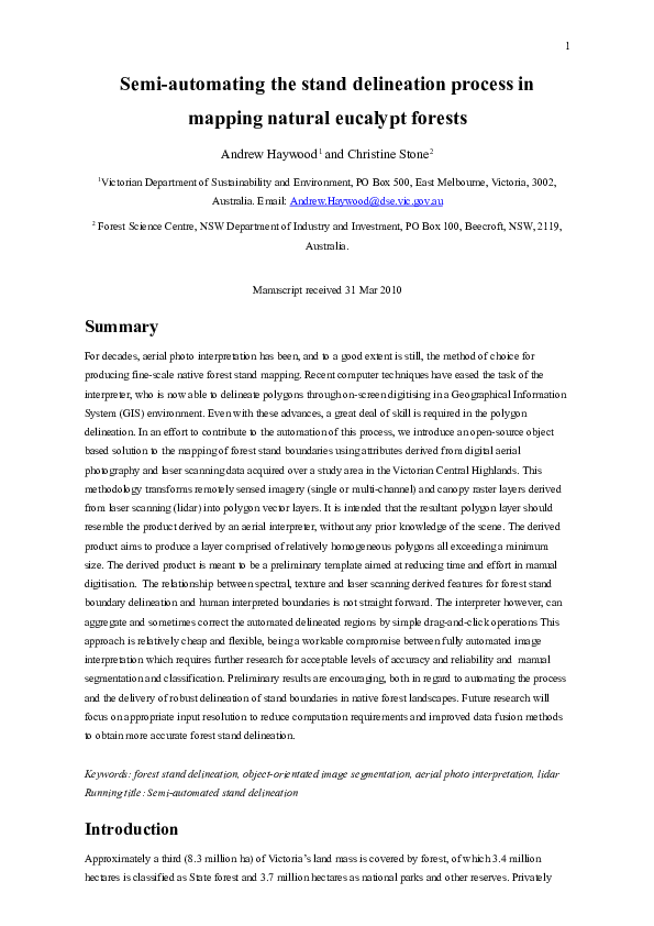 Doc Semi Automating The Stand Delineation Process In Mapping Natural