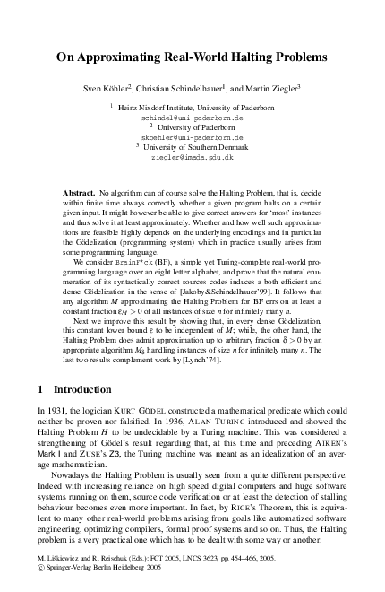 (PDF) On Approximating Real-World Halting Problems