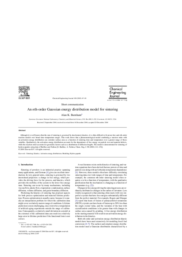 (PDF) An nth-order Gaussian energy distribution model for sintering
