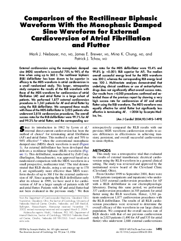 (PDF) Comparison of the rectilinear biphasic waveform with the ...