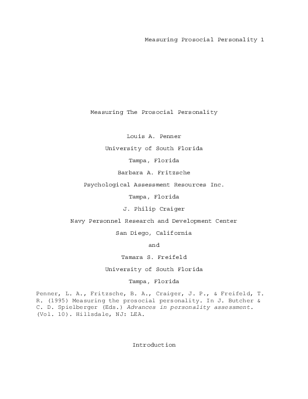 (PDF) Measuring the prosocial personality