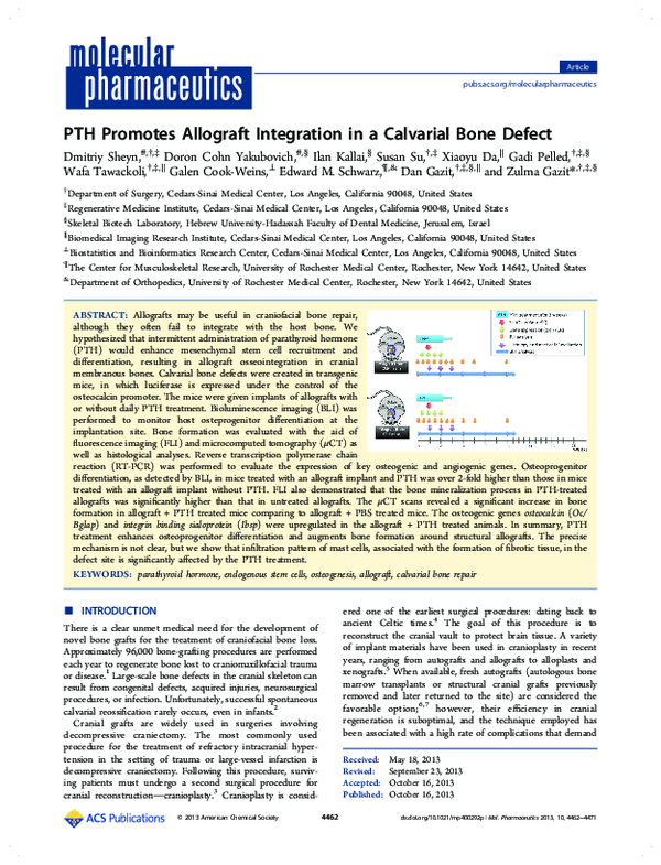 (PDF) PTH Promotes Allograft Integration in a Calvarial Bone Defect