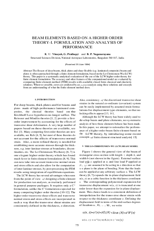(PDF) Higher Order Beam Element Performance Analysis