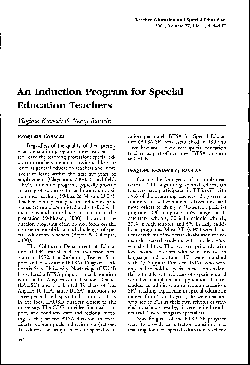 An Induction Program for Special Education Teachers