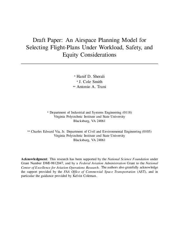 (PDF) An Airspace Planning Model for Selecting Flight-plans Under ...