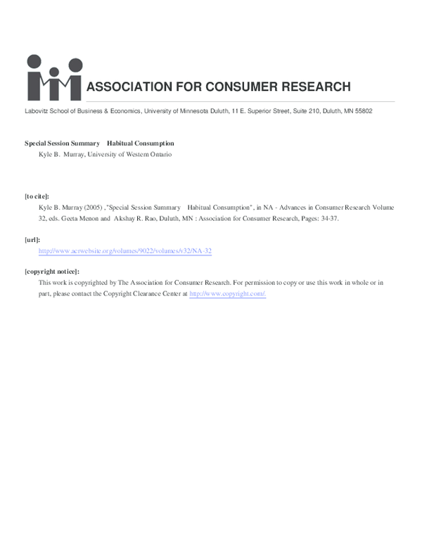 (PDF) Habitual Consumption