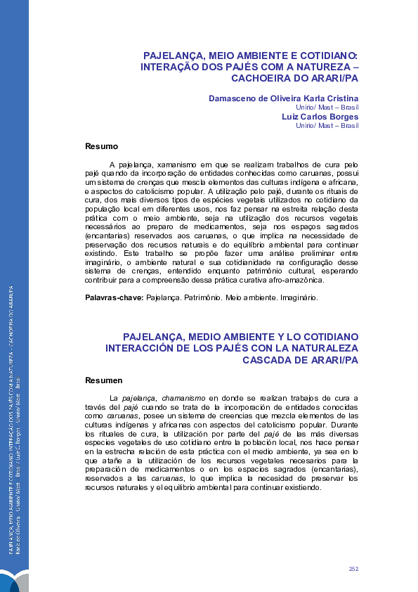 (PDF) PAJELANÇA, MEIO AMBIENTE E COTIDIANO: INTERAÇÃO DOS PAJÉS COM A ...
