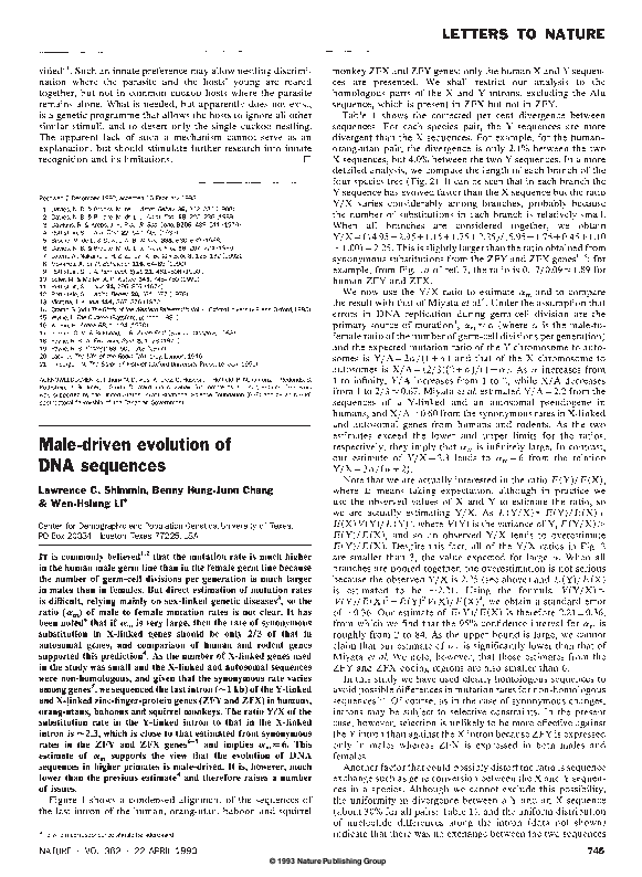 (PDF) Male-driven evolution of DNA sequences
