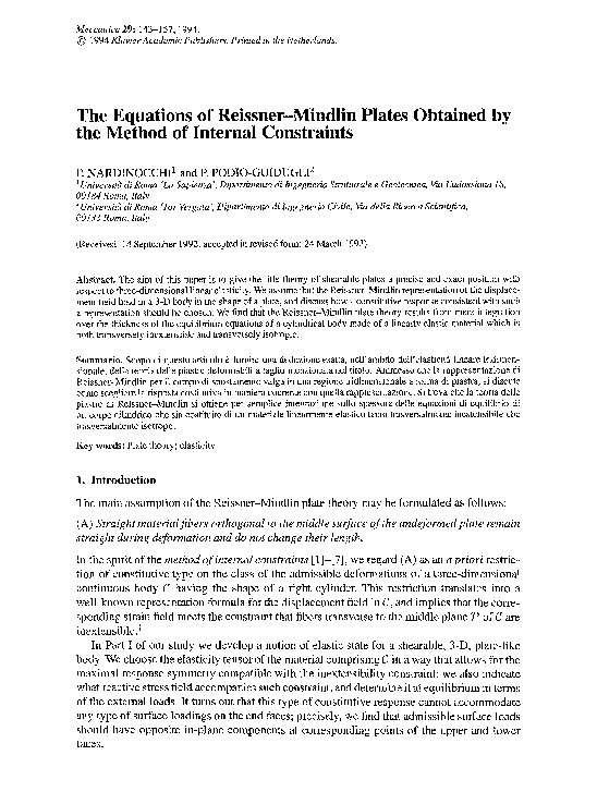 (PDF) The equations of Reissner-Mindlin plates obtained by the method ...
