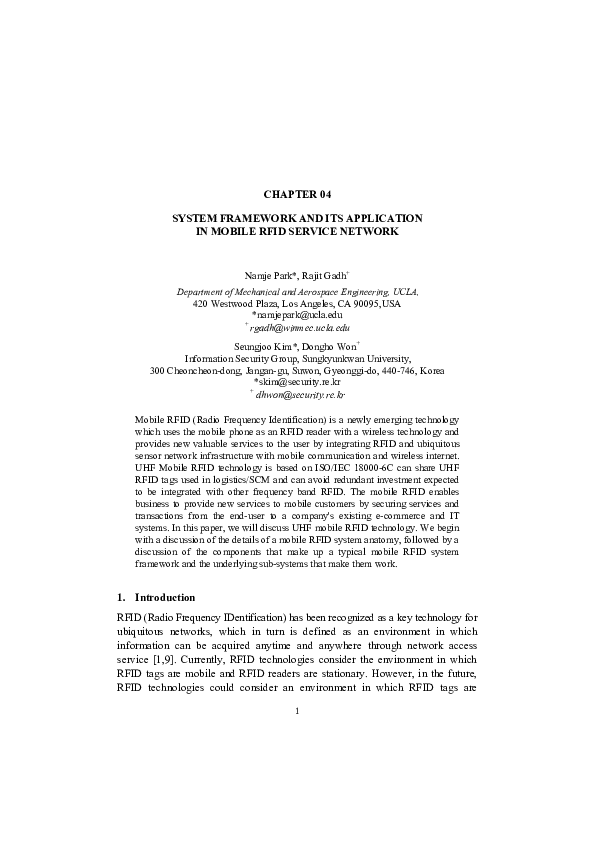 Pdf The System Framework And Its Application In A Mobile Rfid Service Network