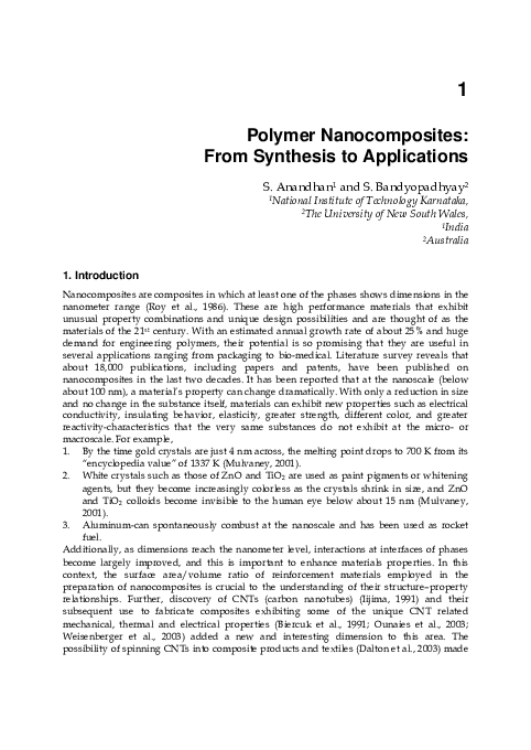 (PDF) Polymer Nanocomposites: From Synthesis to Applications