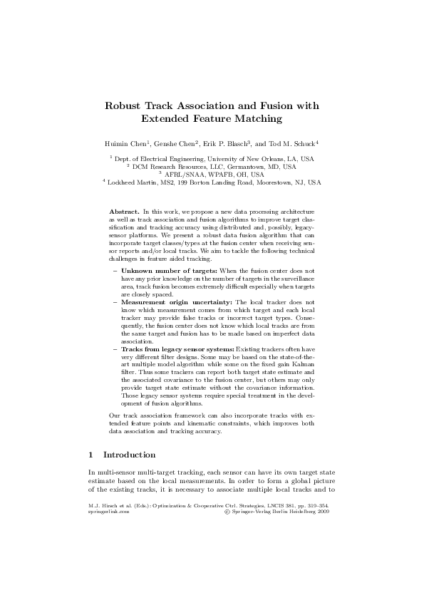 (PDF) Robust track association and fusion with extended feature matching (PDF) Robust track association and fusion with extended feature matching