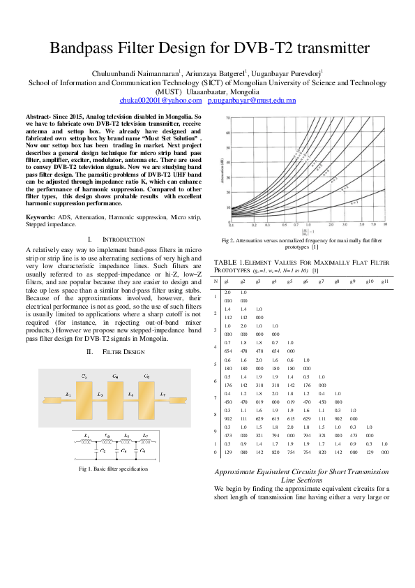 (PDF) Bandpass Filter design
