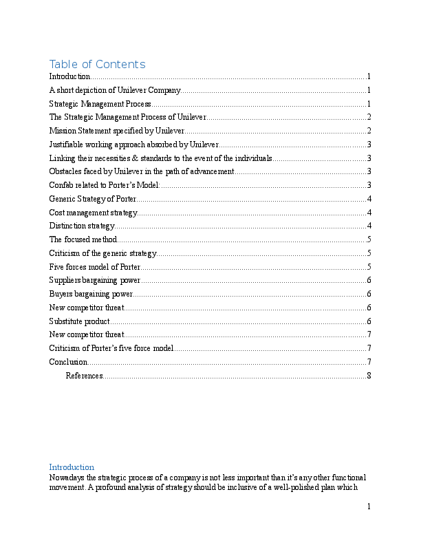 (DOC) Strategic Management Process of Unilever