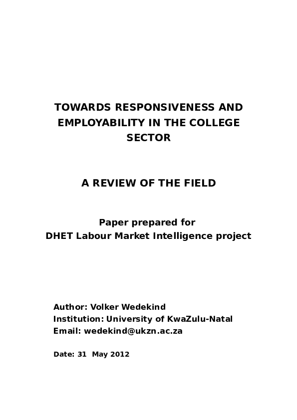 (DOC) Towards Responsiveness and Employability in the College Sector: A ...