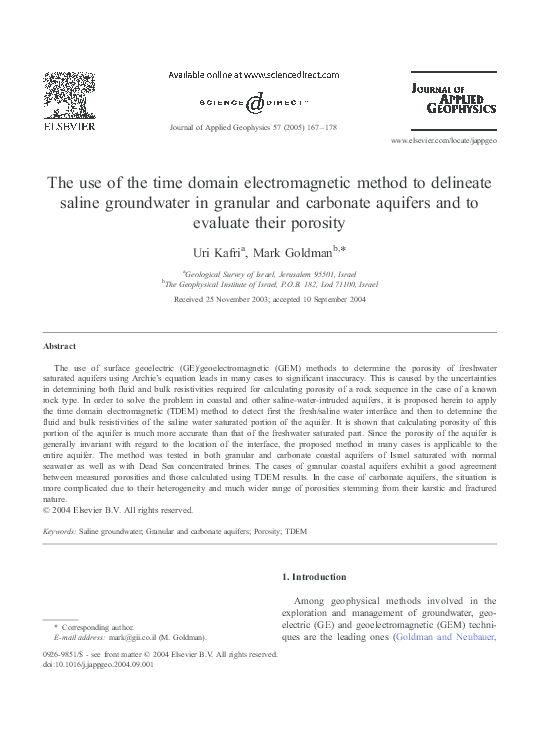 (PDF) THE USE OF THE TIME DOMAIN ELECTROMAGNETIC (TDEM) METHOD TO ...