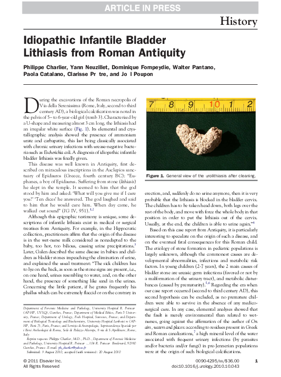 (PDF) Idiopathic Infantile Bladder Lithiasis from Roman Antiquity