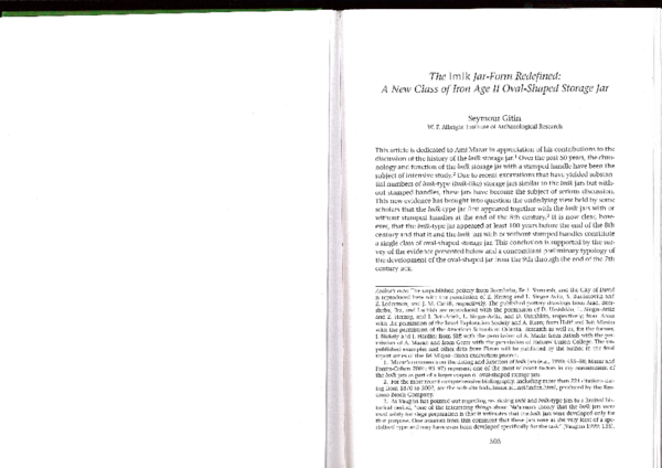 (PDF) The lmlk Jar-Form Redefined:" A New Class of Iron Age II Oval ...