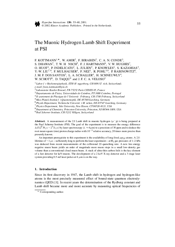 (PDF) The muonic hydrogen lamb shift experiment at PSI