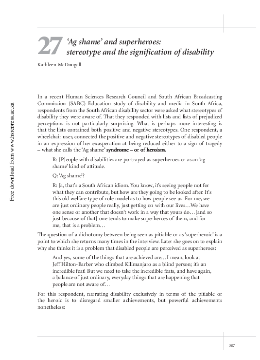 (PDF) 'Ag Shame' and Superheroes: Stereotype and the signification of ...
