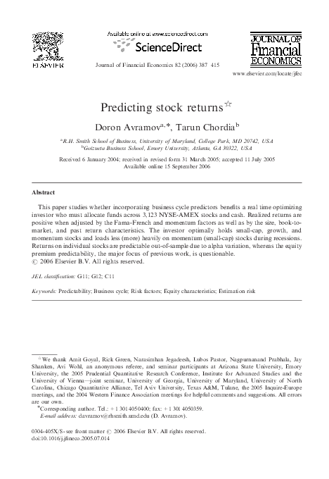 (PDF) Predicting stock returns