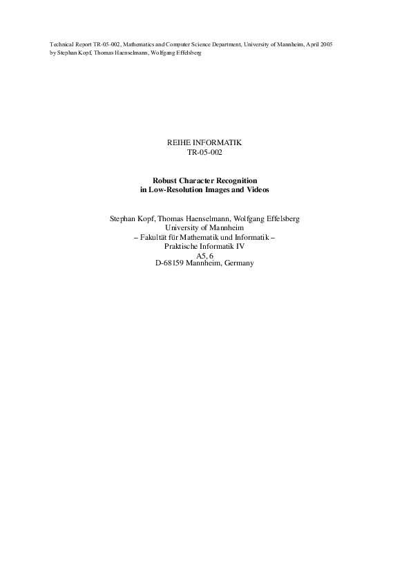 (PDF) Robust character recognition in low-resolution images and videos